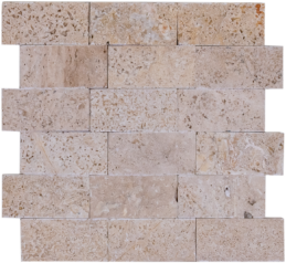 Ivory Split Face Travertine Mosaic - Marble Expo